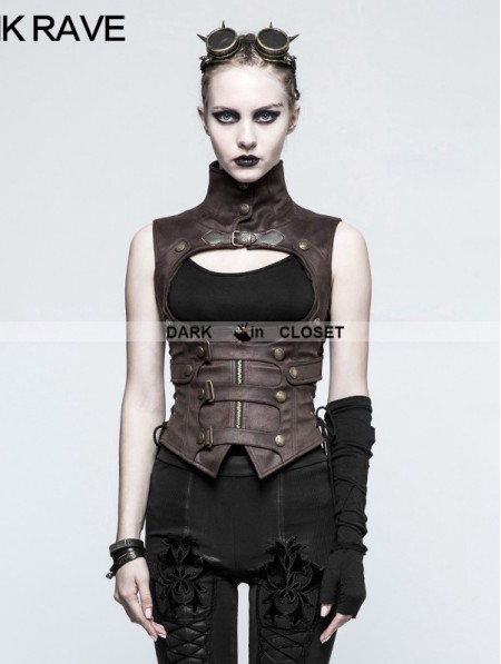 Punk Rave Brown Steampunk Waistcoat for Women - DarkinCloset.com Punk Rave Brown Steampunk Waistcoat for Women - DarkinCloset.com