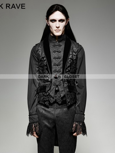 Punk Rave Gothic Fake Two Pieces Swallow Tail Vest for Men ...