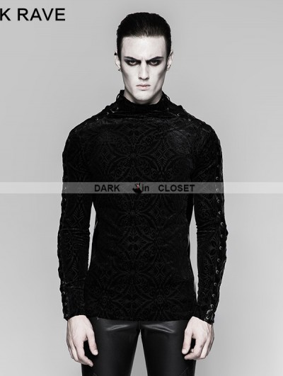 Punk Rave Black Gothic Punk Asymmetric Long Sleeve Shirt for Men ...