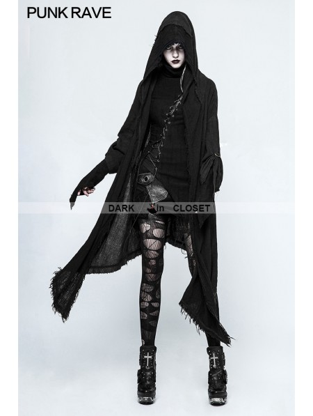 Punk Rave Black Gothic Punk Loose Death Cloak for Women - DarkinCloset.com