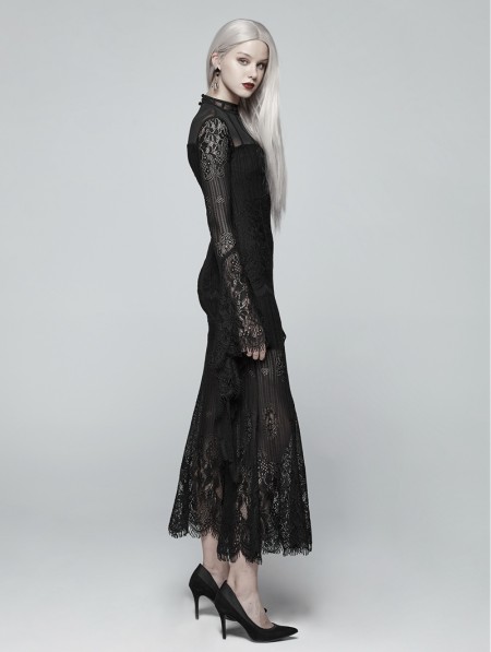 Punk Rave Black Gothic Daily Wear Lace Maxi Dress - DarkinCloset.com Punk Rave Black Gothic Daily Wear Lace Maxi Dress - DarkinCloset.com