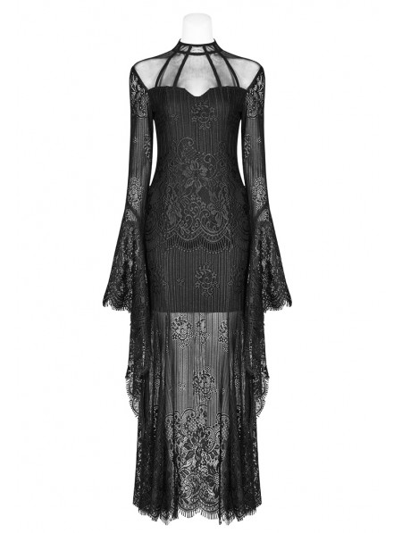 Punk Rave Black Gothic Daily Wear Lace Maxi Dress - DarkinCloset.com Punk Rave Black Gothic Daily Wear Lace Maxi Dress - DarkinCloset.com