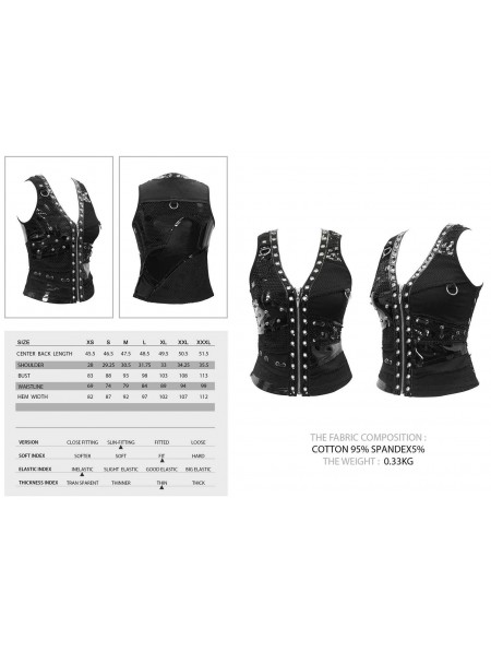Devil Fashion Black Gothic Punk Metal Vest Top For Women