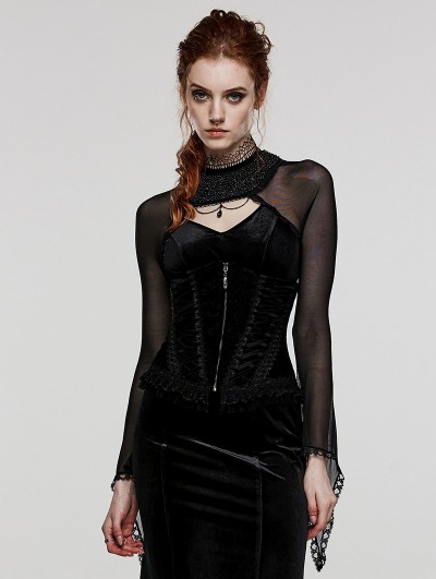 Punk Rave Black Gorgeous Velvet Gothic Printing Underbust Corset ...