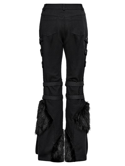 Women's Punk Rave Black Gothic Punk Fur Straight Fit Pants Women's Punk Rave Black Gothic Punk Fur Straight Fit Pants